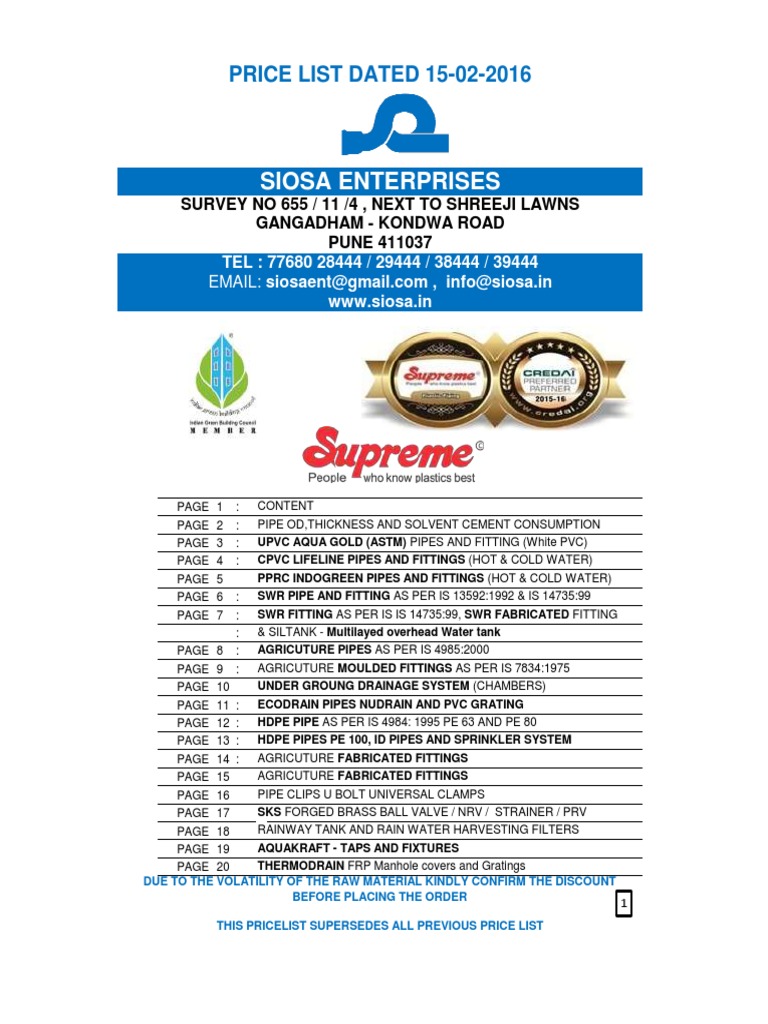 Plumbing & Drainage Supplies | PDF | Pipe (Fluid Conveyance) | Materials