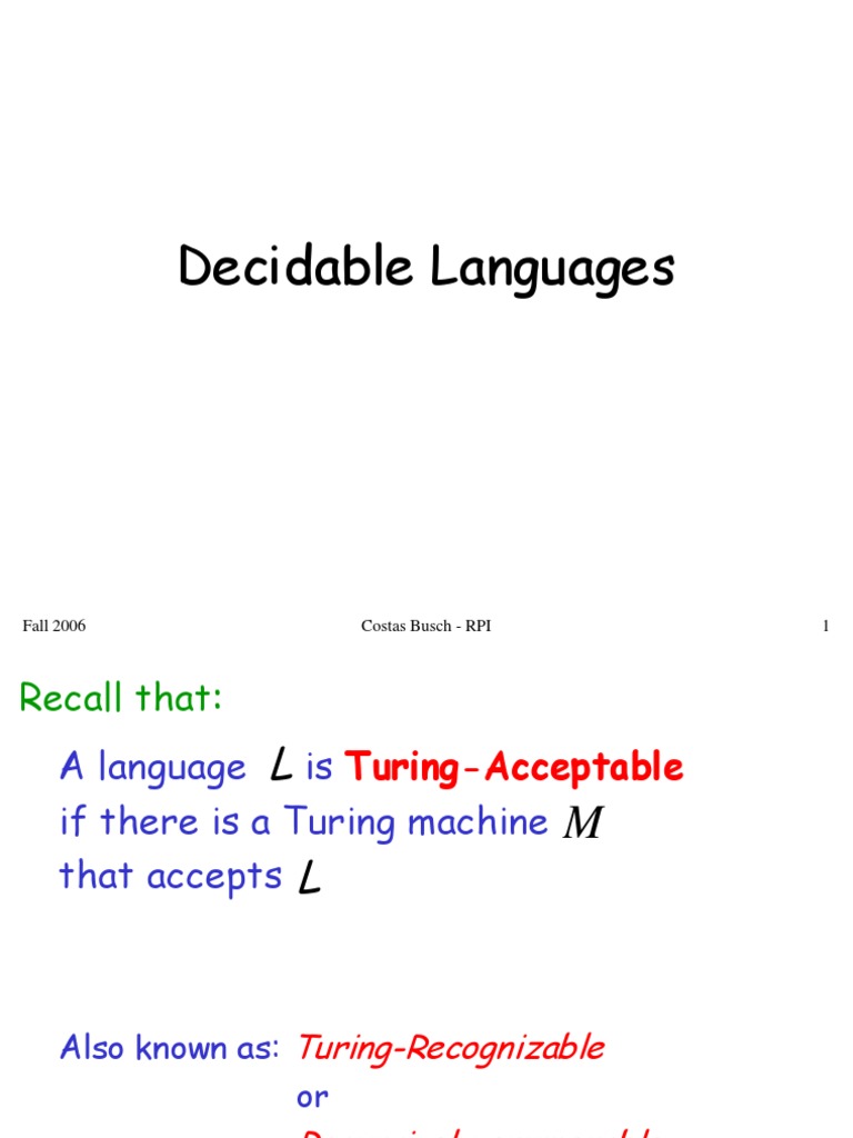 An Analysis of Decidable and Undecidable Languages | PDF | Theory Of Computation | Mathematical ...