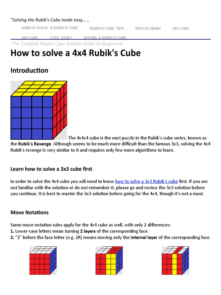 4x4 Rubik's Cube Solution Guide | PDF | Teaching Mathematics