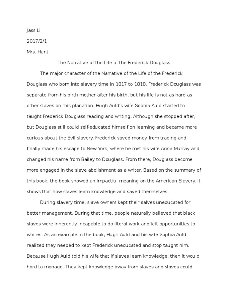 The Narrative of The Life of The Frederick Douglass | PDF | General Fiction