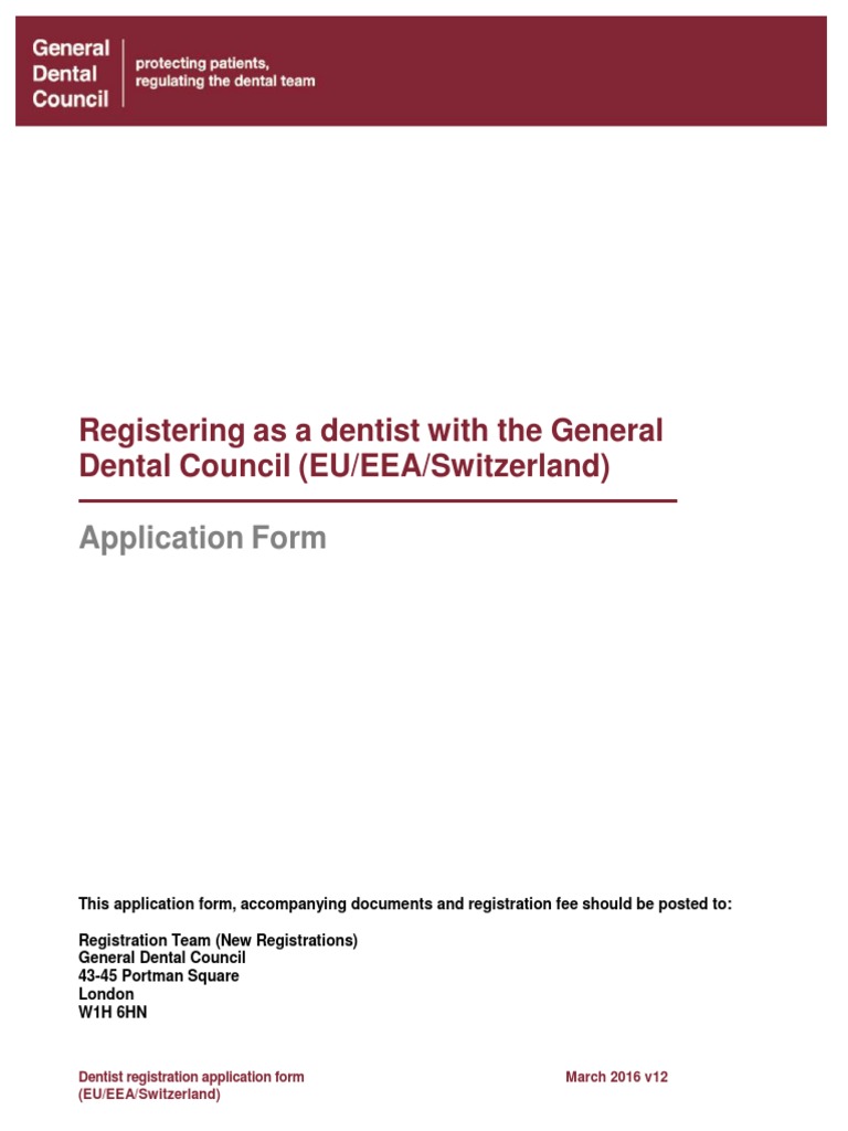 Dentist Registration Form (EU EEA Switzerland) | PDF | Race And ...