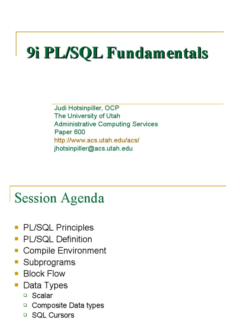 2004 Presentation 600 | PDF | Pl/Sql | Sql