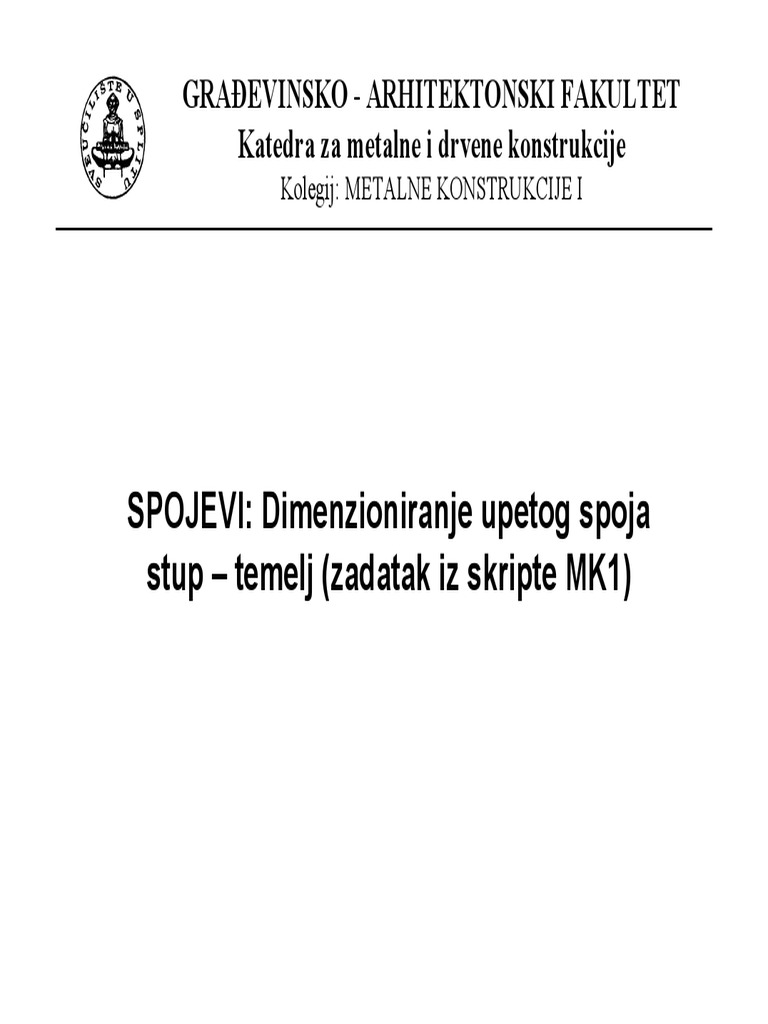 Mk1-Spoj Stup-Temelj PDF | PDF