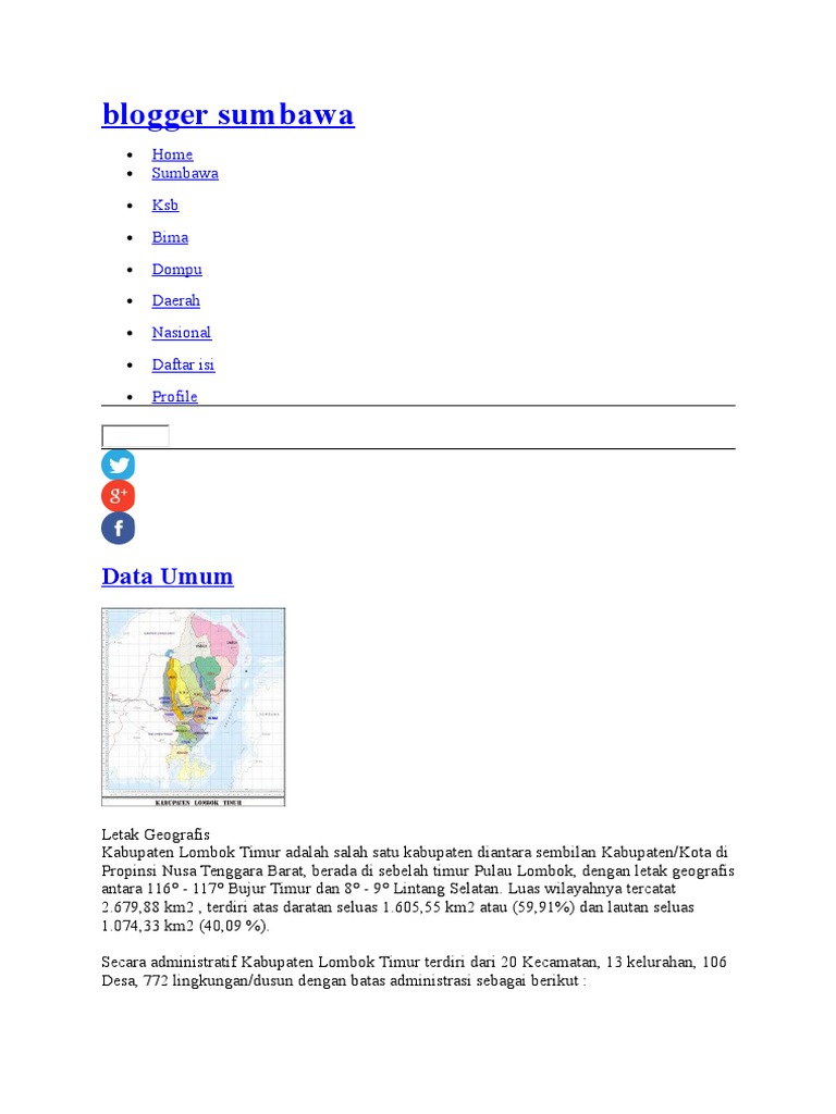 Geografi dan Kecamatan Lombok Timur | PDF