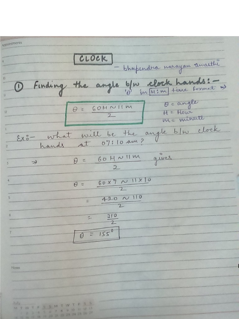 Clock Notes PDF For SSC CGL by Bhupendra Awasthi | PDF