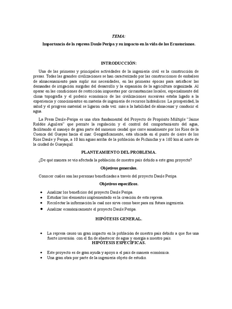 Proyecto de Ingenieria Civil | PDF | Represa | Reservorio