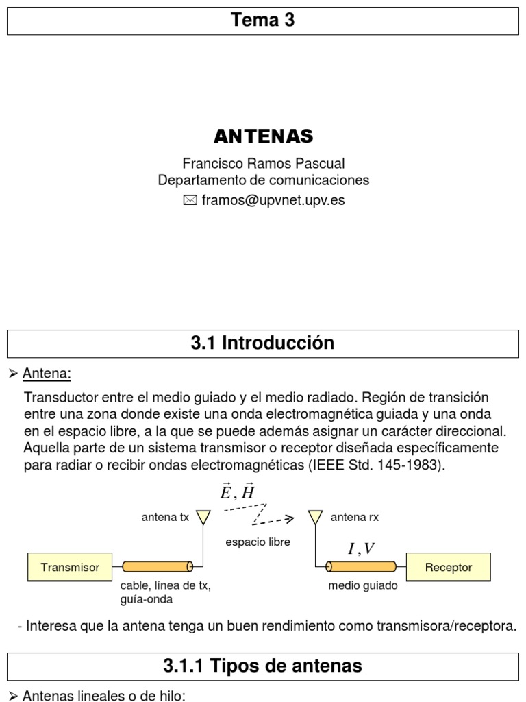 Tema 3 - Antenas | PDF | Antena (Radio) | Polarización (ondas)