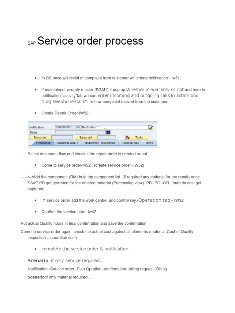 SAP Service Order Process | PDF