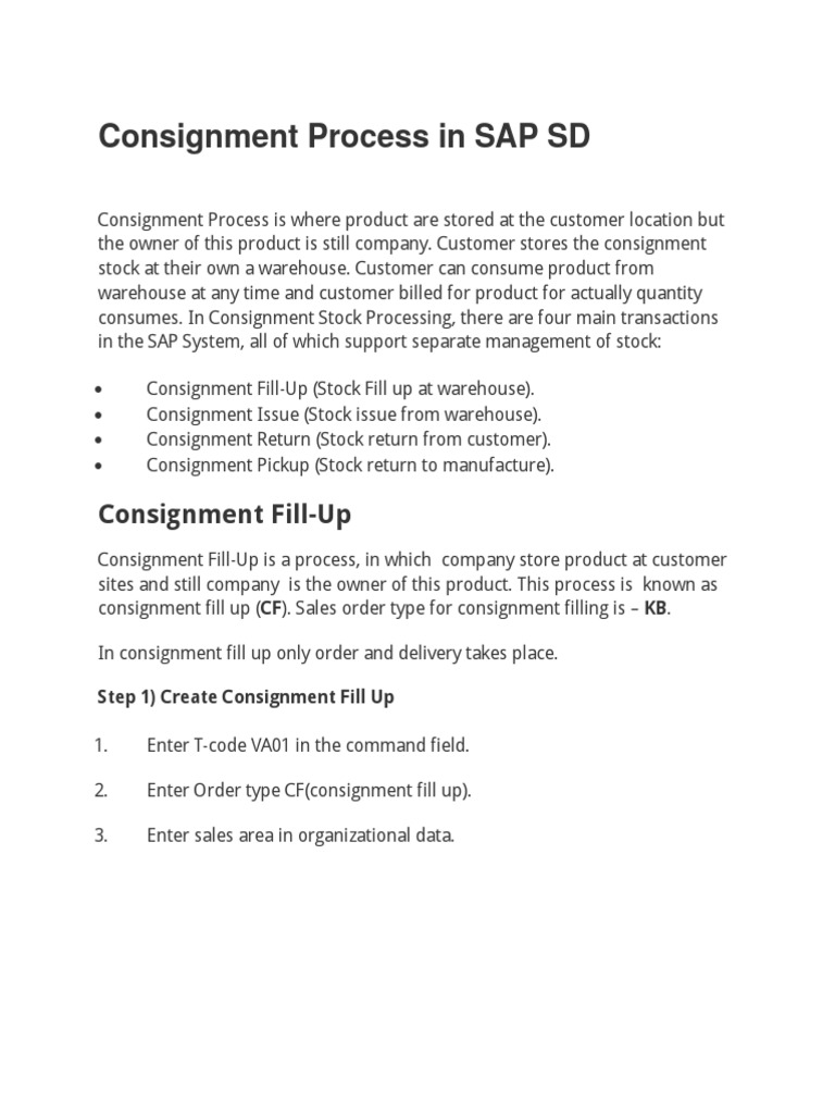 Consignment Process in SAP SD | PDF | Services (Economics) | Computing