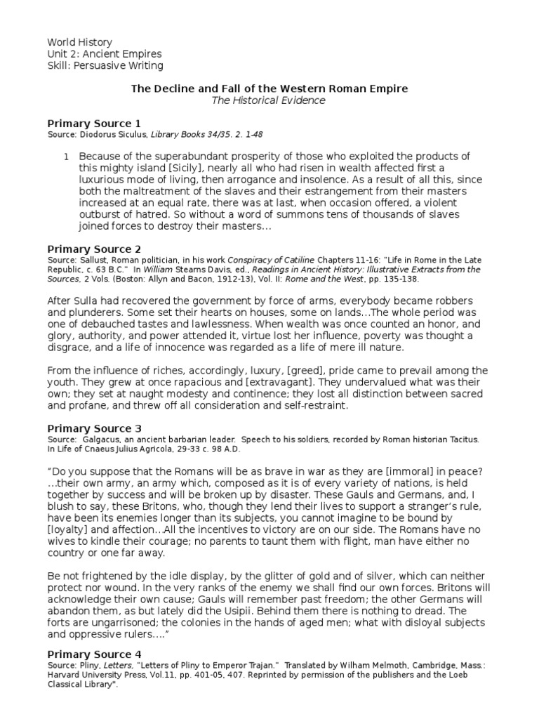 Primary Sources on Rome's Decline | PDF