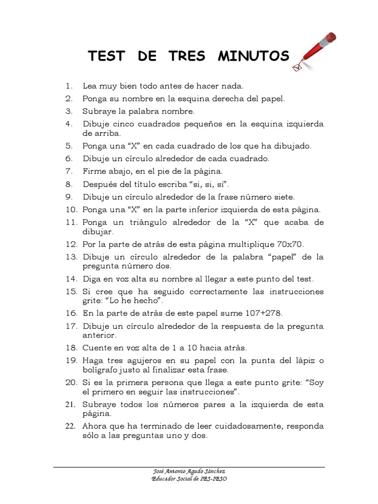 Test de Los Tres Minutos | PDF
