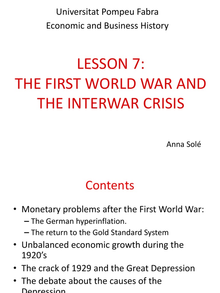 Lesson 7: The First World War and The Interwar Crisis | PDF | Great ...