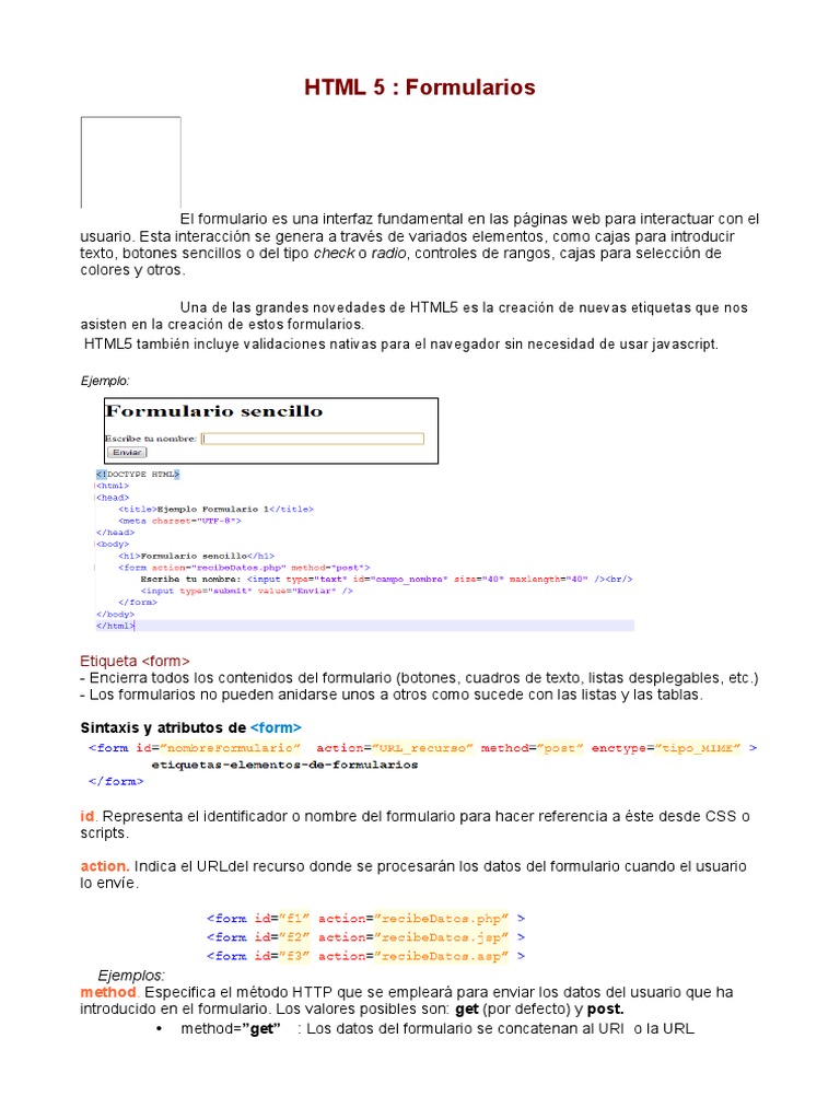 Tema 6 Formularios | PDF | HTML | Servidor web