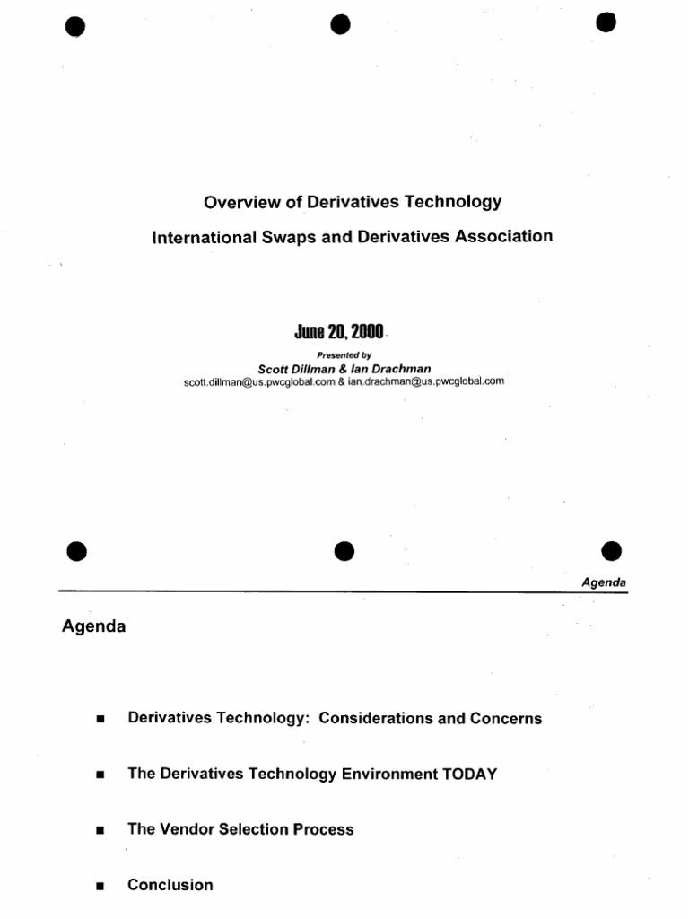 ISDA Section 10 Overview of Derivatives Technology | PDF | Request For ...