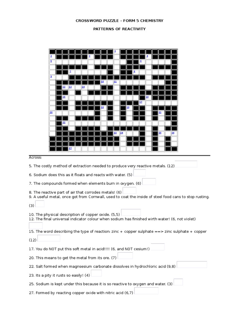 Crossword Puzzle Chemistry | PDF | Combustion | Fuels