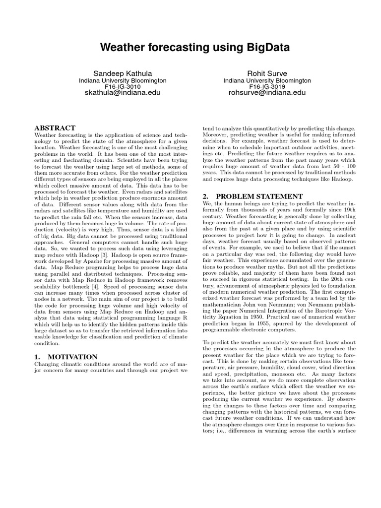 Weather Forecasting Using BigData | PDF | Weather Forecasting | Map Reduce