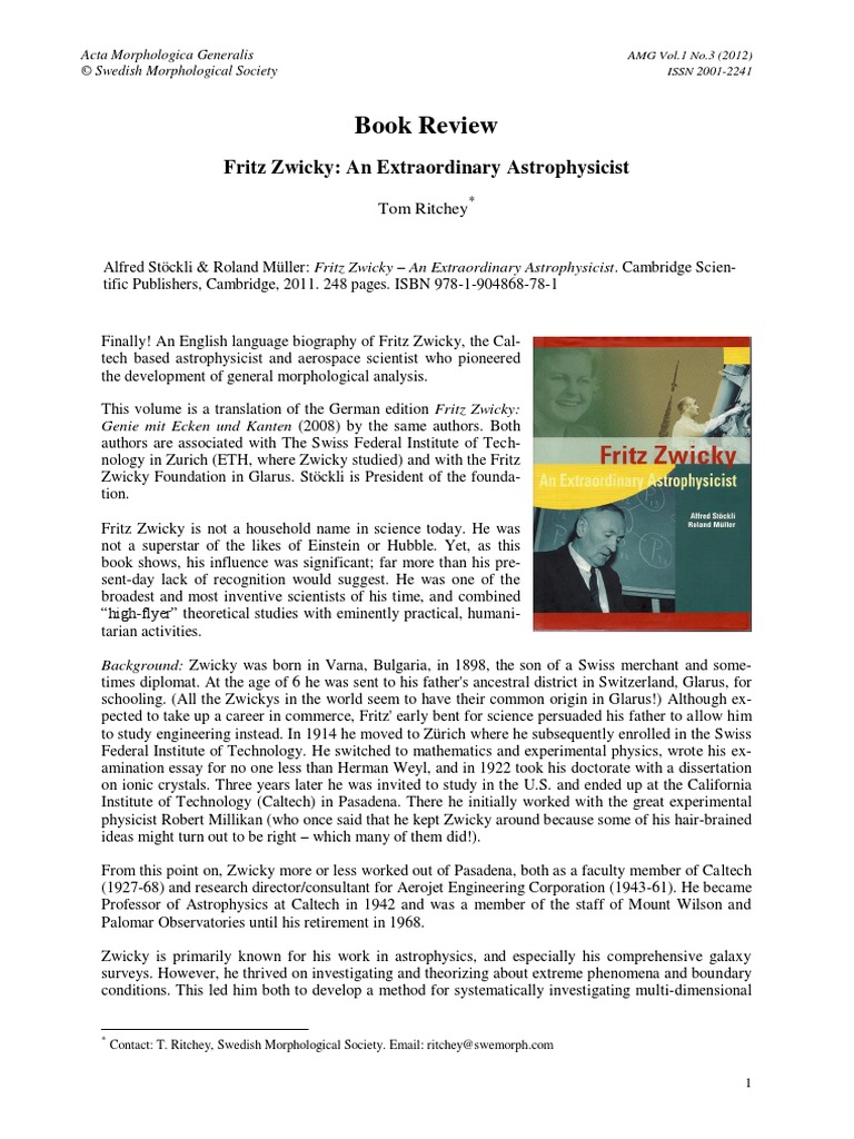 Fritz Zwicky: An Extraordinary Astrophysicist | PDF | Astronomy | Outer ...