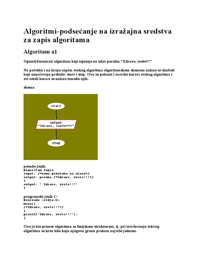 Algoritmi - Zapis Algoritama | PDF