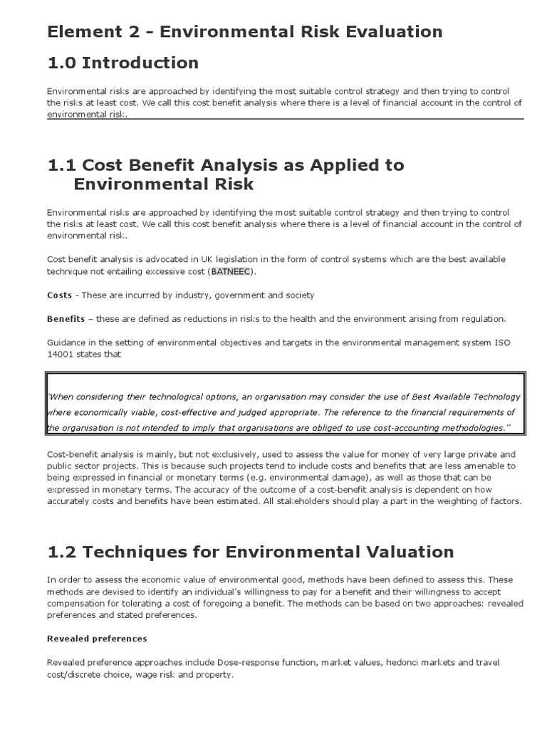 Chapter-2-Enviromental Risk Evaluation | PDF | Cost–Benefit Analysis ...