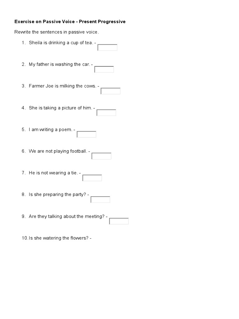 Passive Voice Exercises Present Continuous | PDF