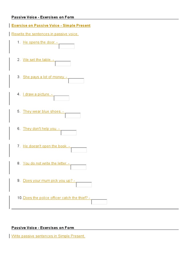 Passive Voice Exercises Present Simple | PDF