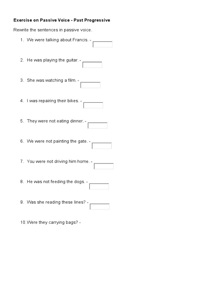 Passive Voice Exercise Past Continuous | PDF