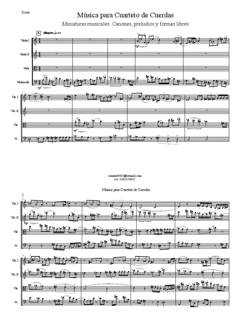 Música Para Cuarteto de Cuerdas