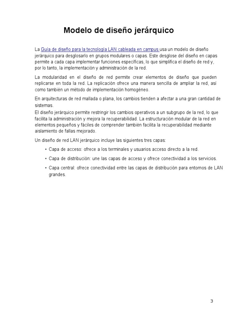 Modelo de Diseño Jerárquico | PDF | Conmutador de red | Red de área amplia