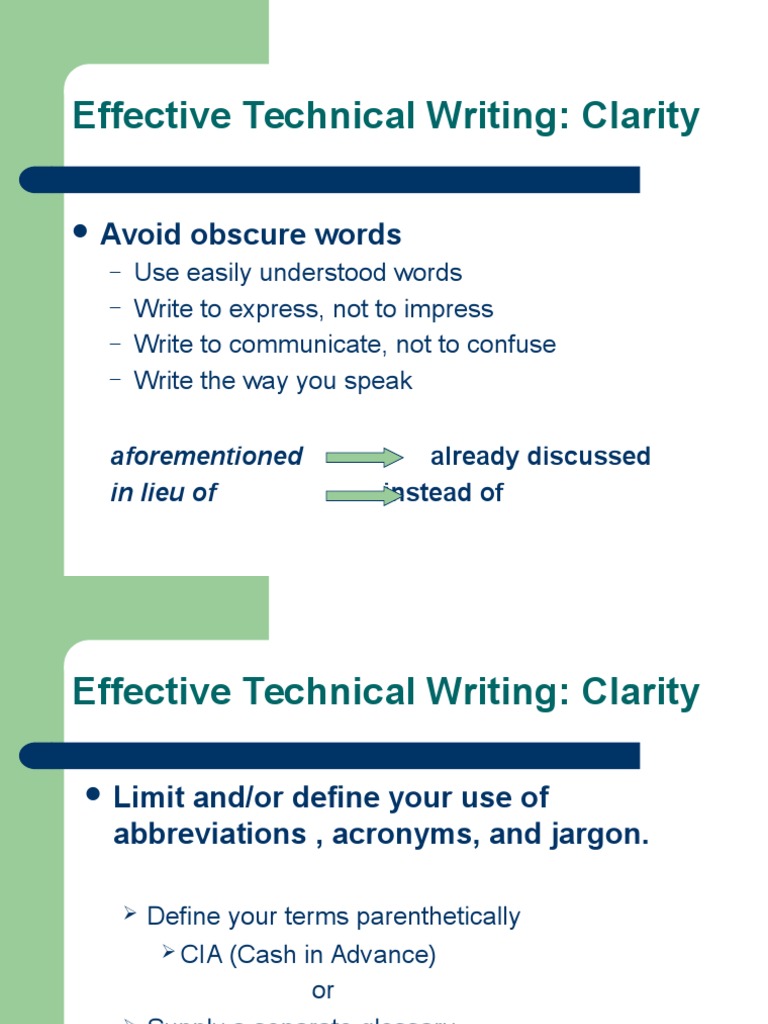 Effective Technical Writing: Clarity: Avoid Obscure Words | PDF