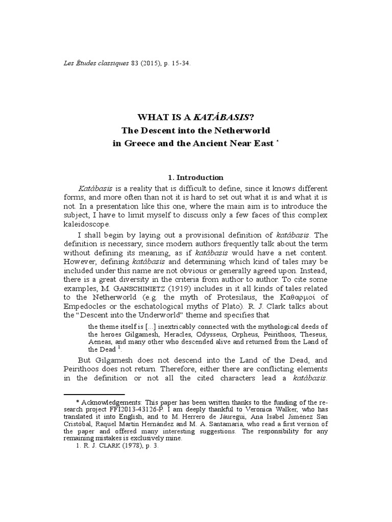 WHAT IS A KATABASIS The Descent Into The PDF | PDF | Hades | Orpheus