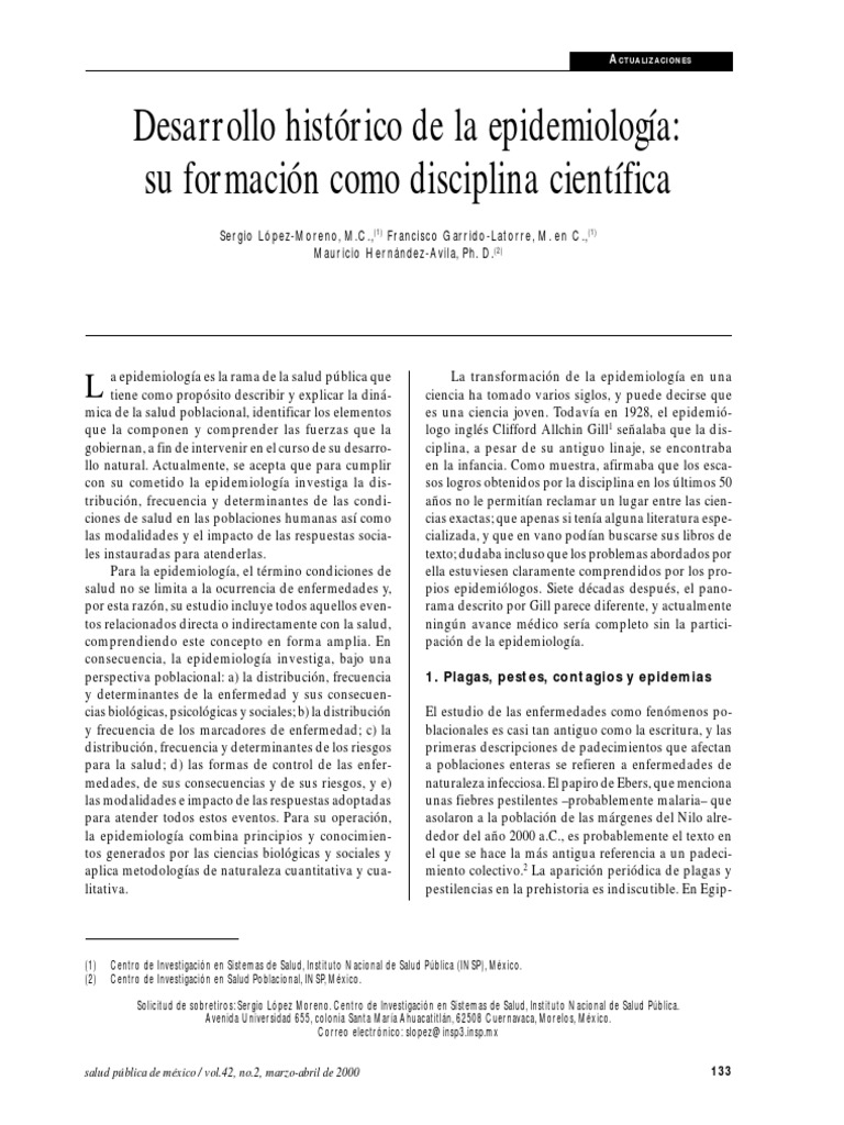 Desarrollo Historico de La Epidemiologia PDF | PDF Desarrollo Historico de La Epidemiologia PDF | PDF