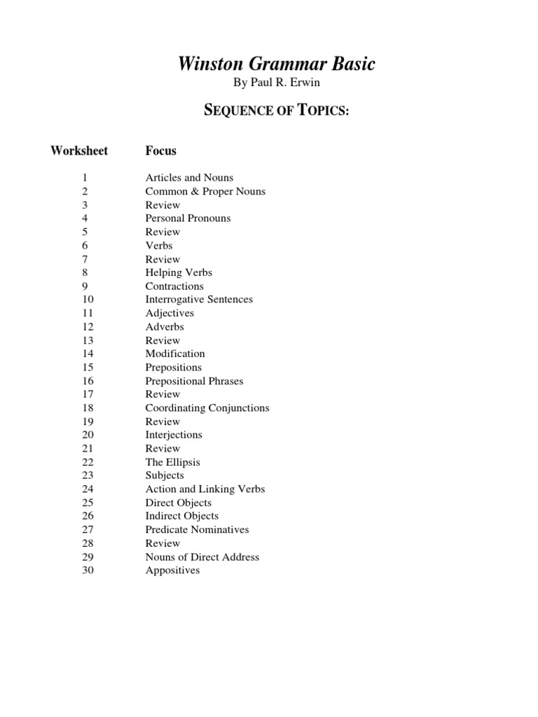 Winston Grammar Basic: Equence of Opics | PDF | Philology | Language Arts & Discipline