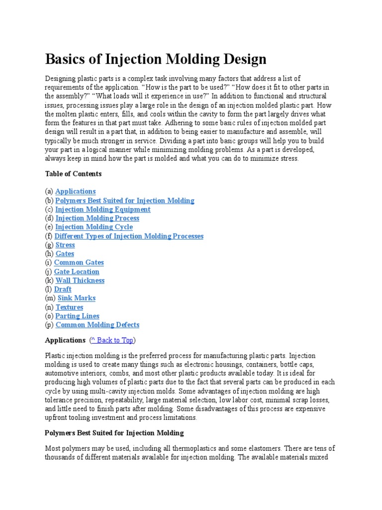 Basics of Injection Molding Design | PDF | Building Materials ...
