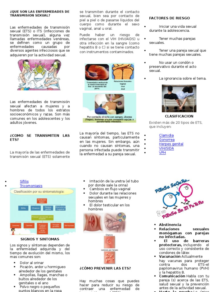 Triptico Ets | Infección transmitida sexualmente | Sexualidad | Prueba gratuita de 30 días | Scribd