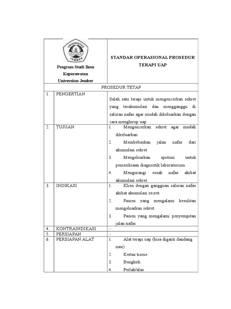 SOP Terapi Uap | PDF