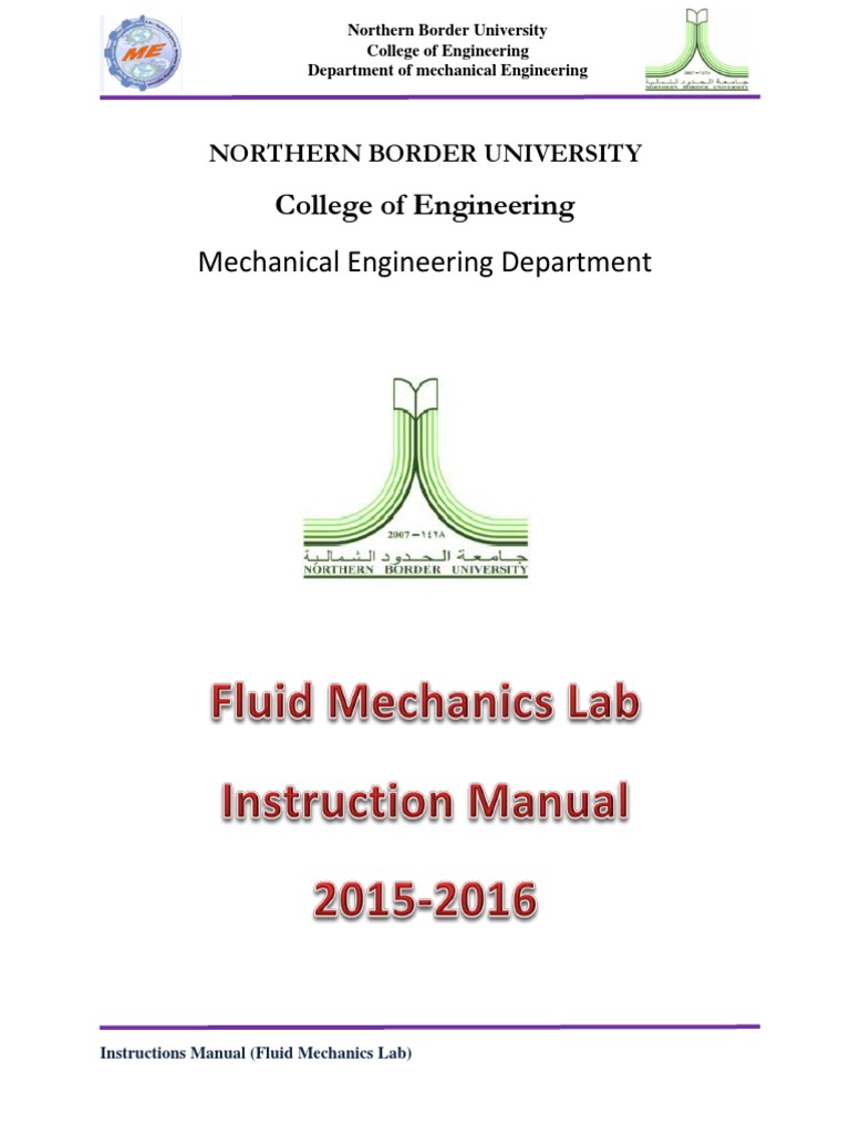 08 Instruction Manul of Fluid Mechanics Lab | PDF | Reynolds Number | Fluid Dynamics