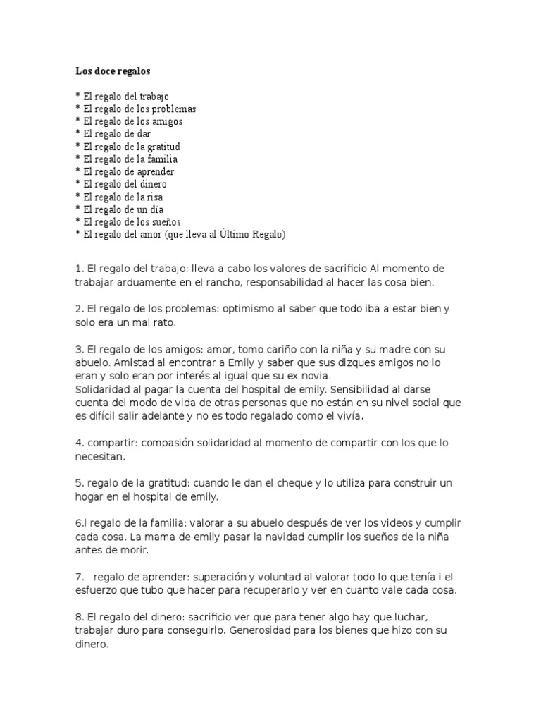 Los Doce Regalos Pdf