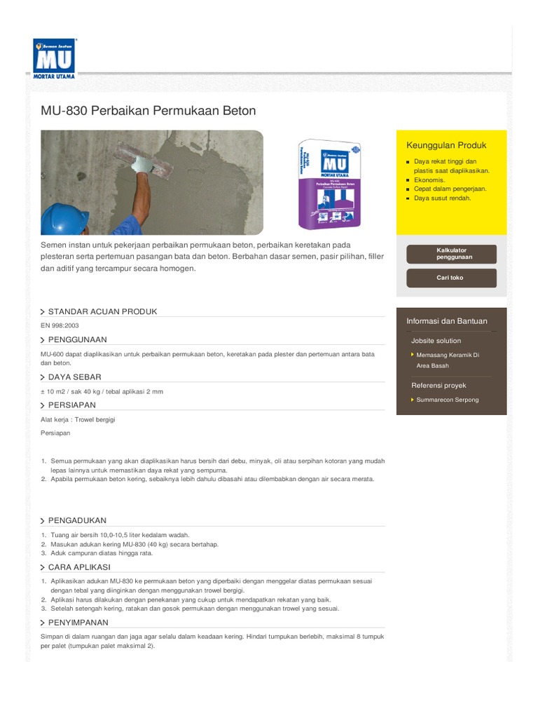 Mu 830 Concrete Surface Repair 1 | PDF