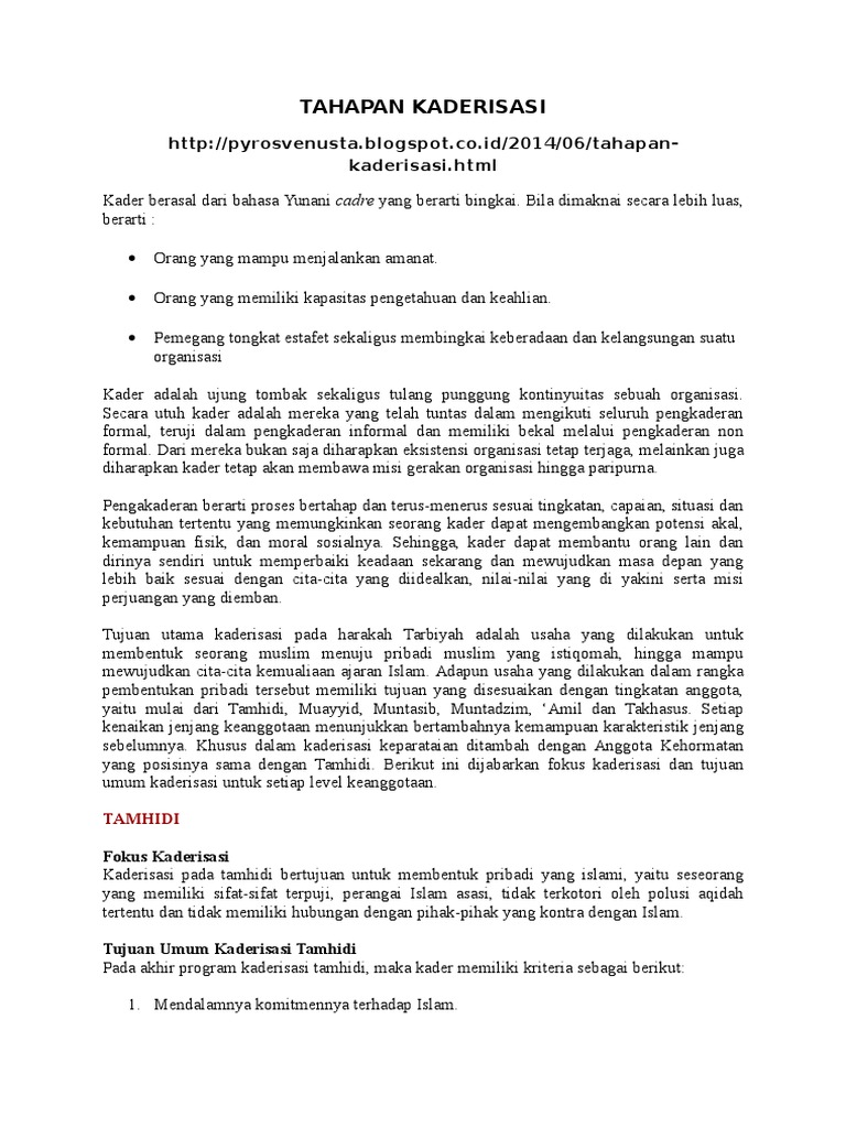 Tahapan Kaderisasi | PDF