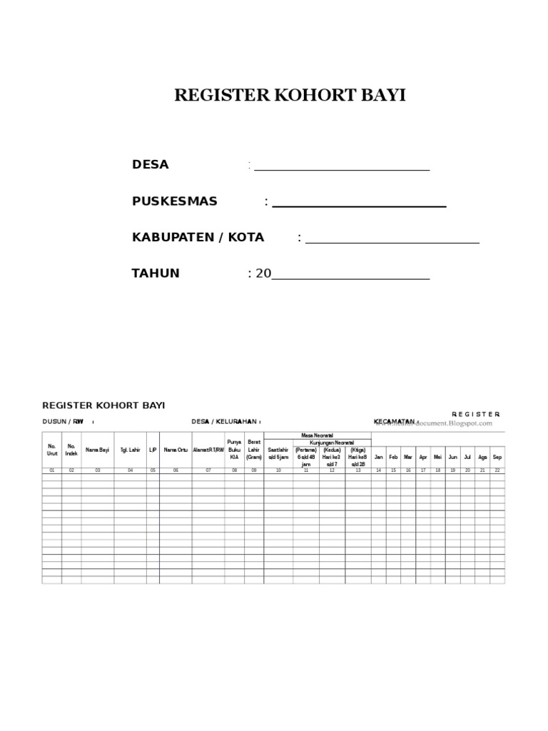 Register Kohort Bayi | PDF