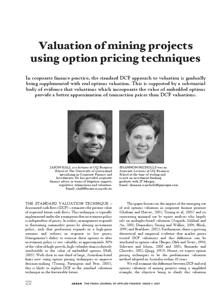 Mining Project Valuation with Options | PDF | Discounted Cash Flow ...