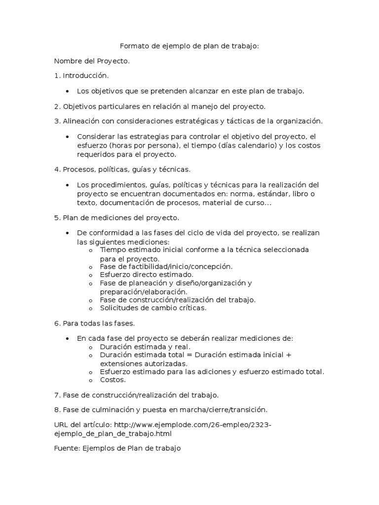 Ejemplo de Plan de Trabajo