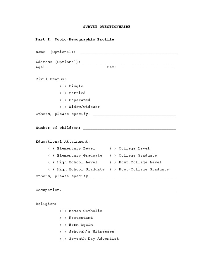 Survey Questionnaire | PDF | Poverty Reduction | Poverty