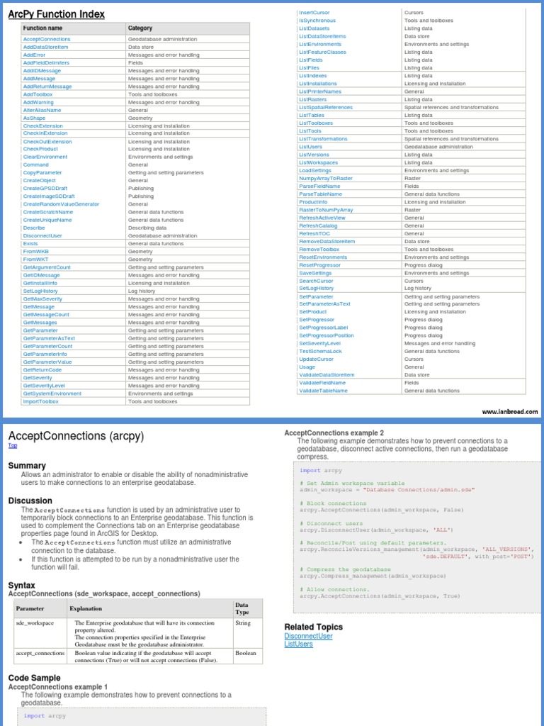 ArcPy Functions | PDF | Arc Gis | Data Management ArcPy Functions | PDF | Arc Gis | Data Management