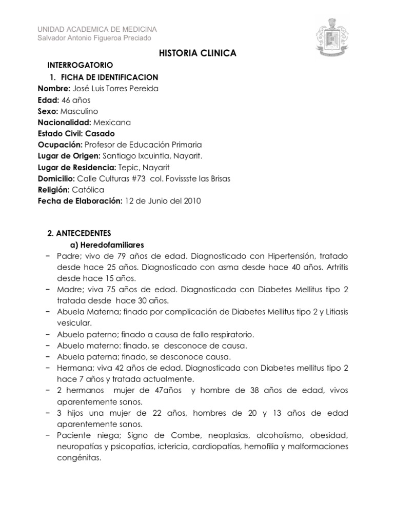 Ejemplo de Una Historia Clinica PDF | PDF | Corazón | Abdomen