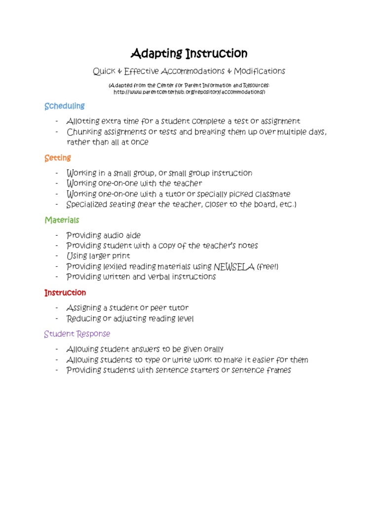 Adapting Instruction | PDF