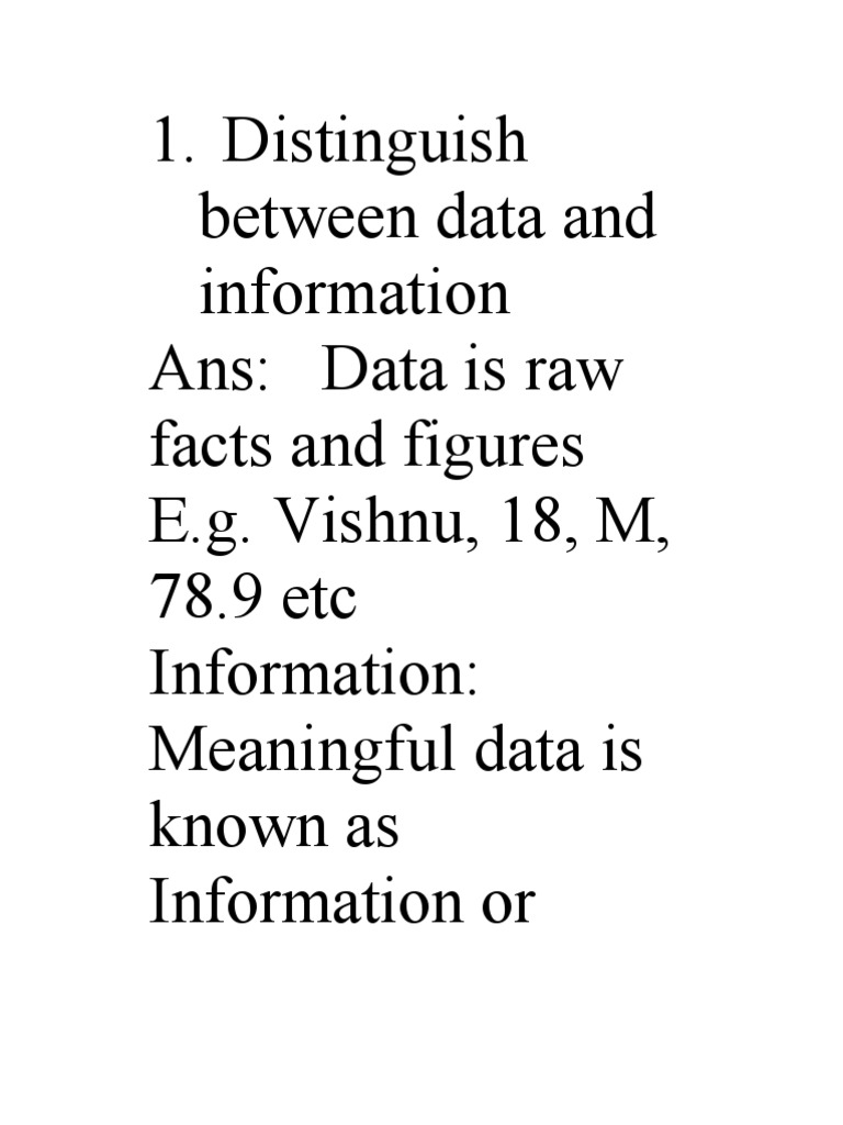 Distinguish Between Data and Information | PDF