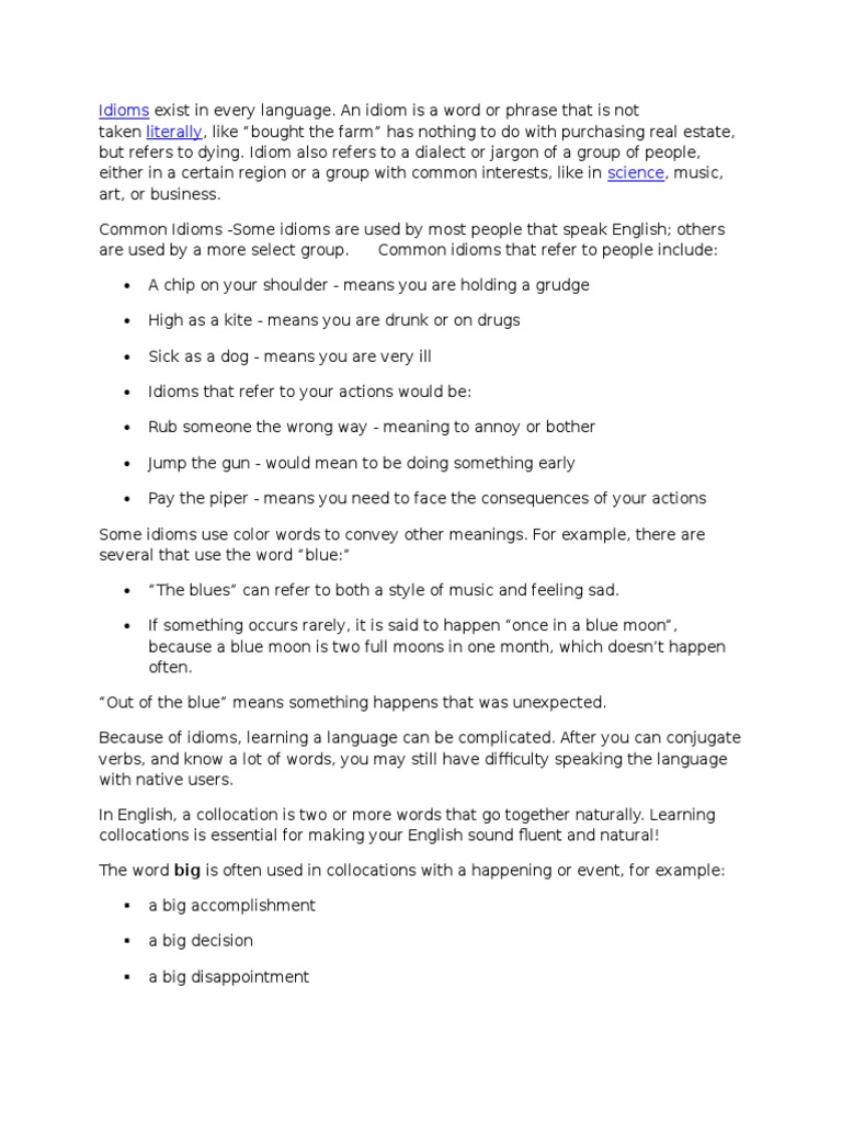 Idioms Literally Science | PDF