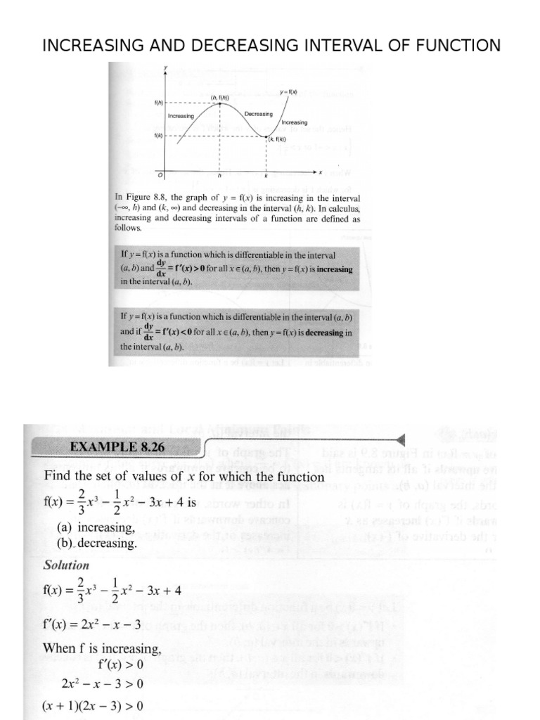 Increasing and Decreasing Interval of Function | PDF