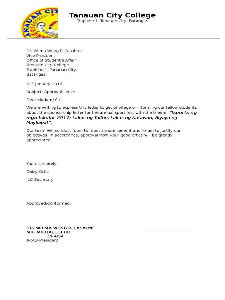 Letter of Approval (ROOM To ROOM) | PDF